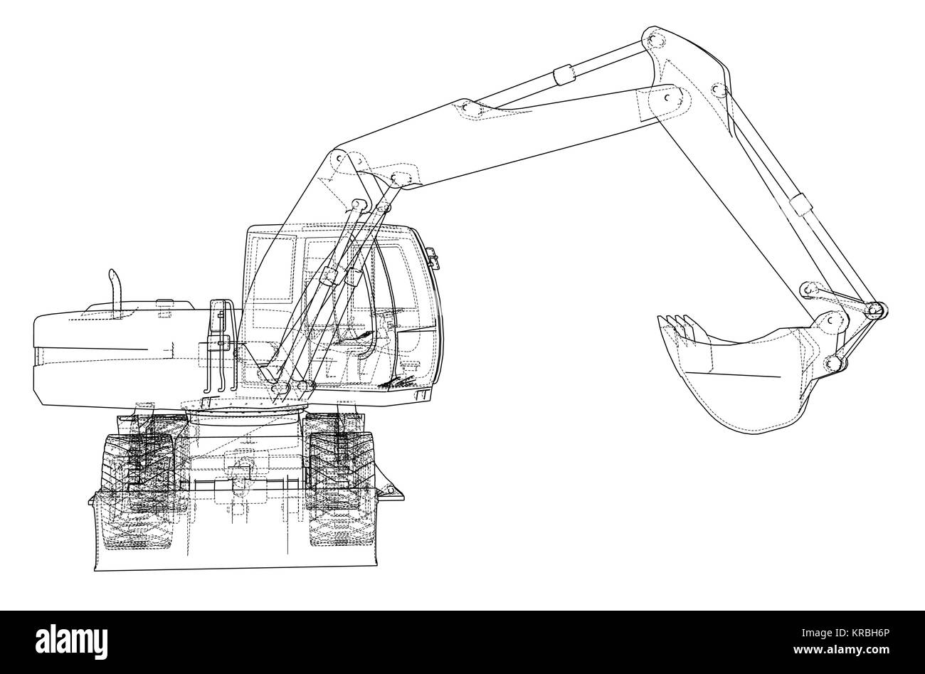 Outline of excavator isolated on white background Stock Vector Image ...