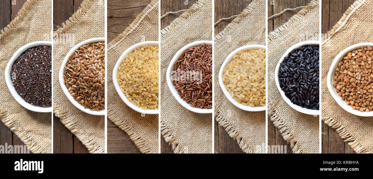 Collage of different cereals Stock Photo - Alamy