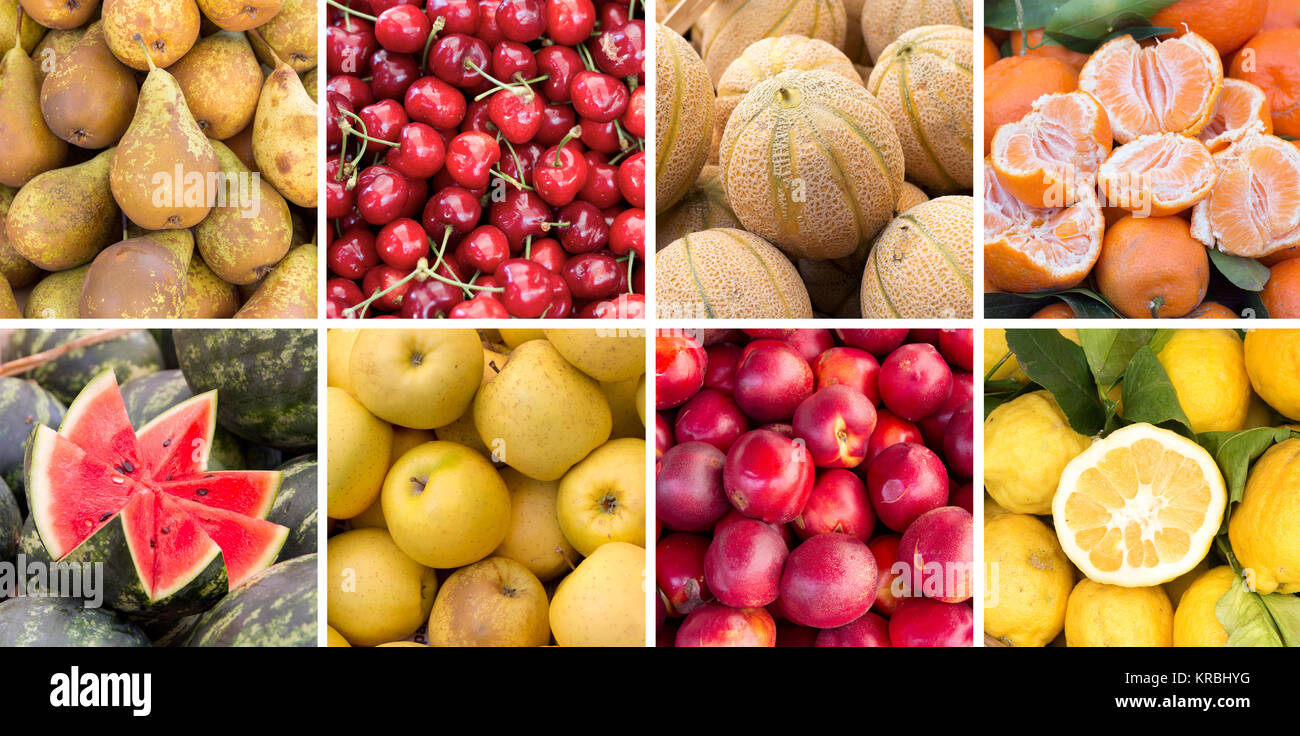 Collage of fresh fruits Stock Photo - Alamy