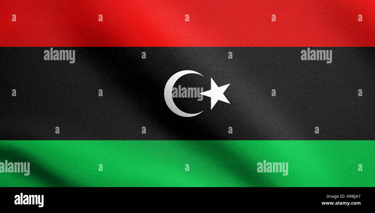 Flag of Libya waving with fabric texture Stock Photo - Alamy