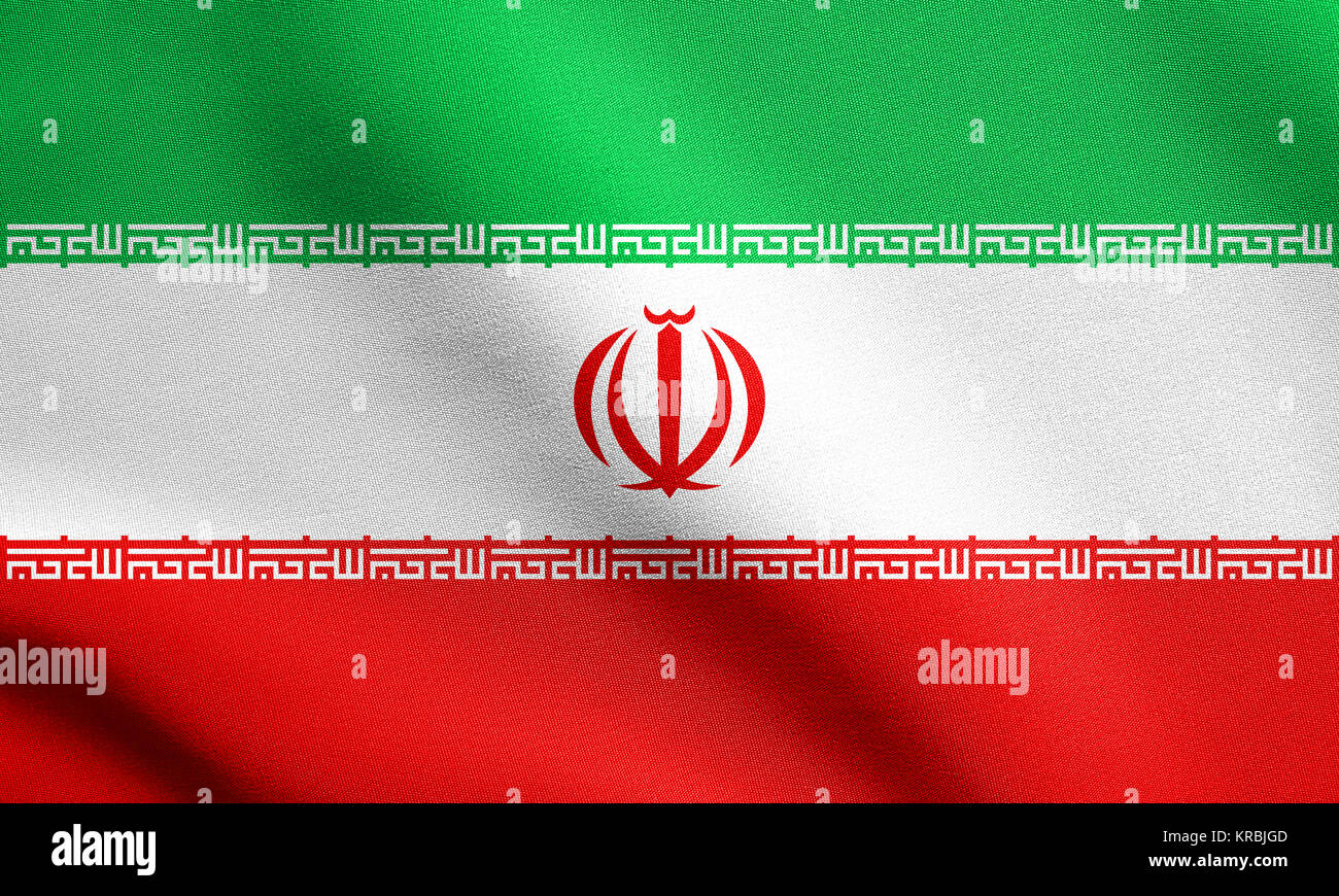 Flag of Iran waving with fabric texture Stock Photo - Alamy