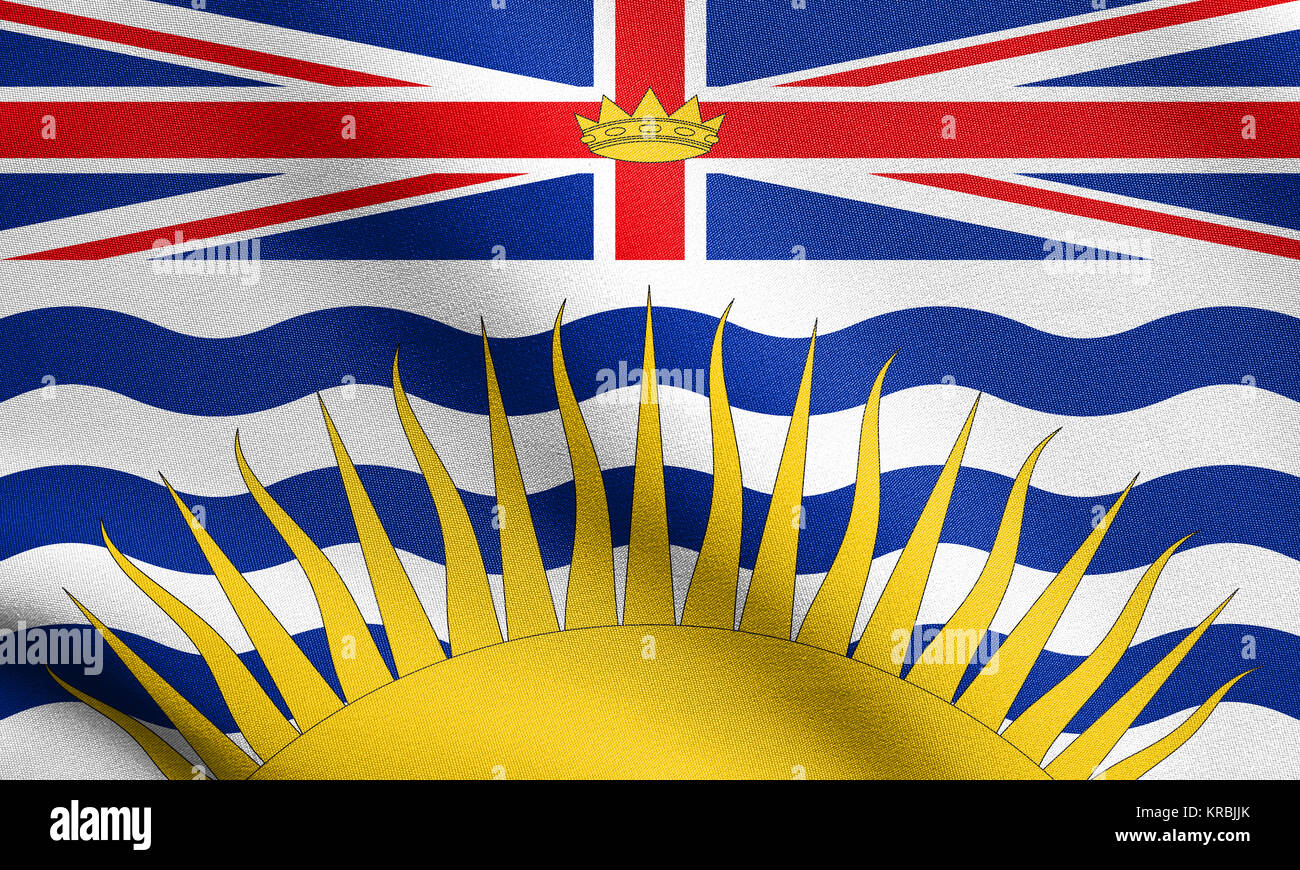 Flag of British Columbia waving, fabric texture Stock Photo - Alamy