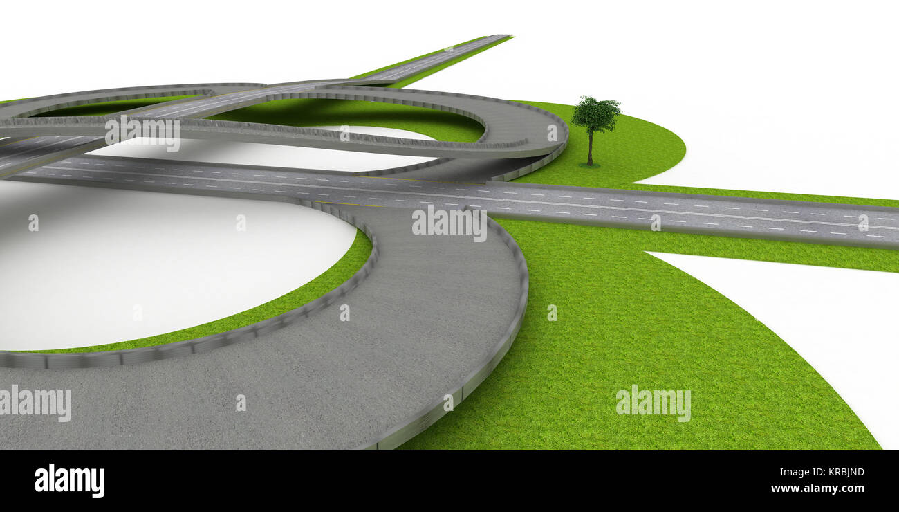 Crossroads and Highways isolated on white Stock Photo - Alamy