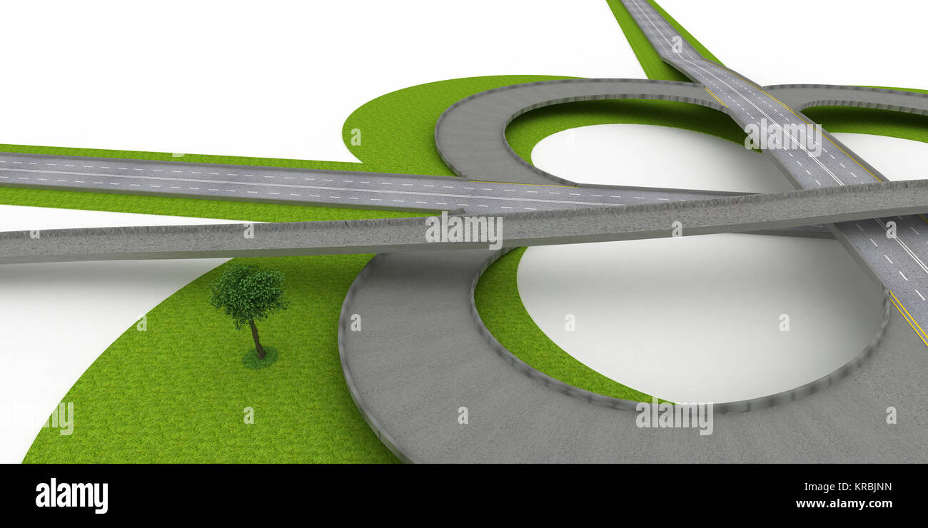 Crossroads and Highways isolated on white Stock Photo - Alamy