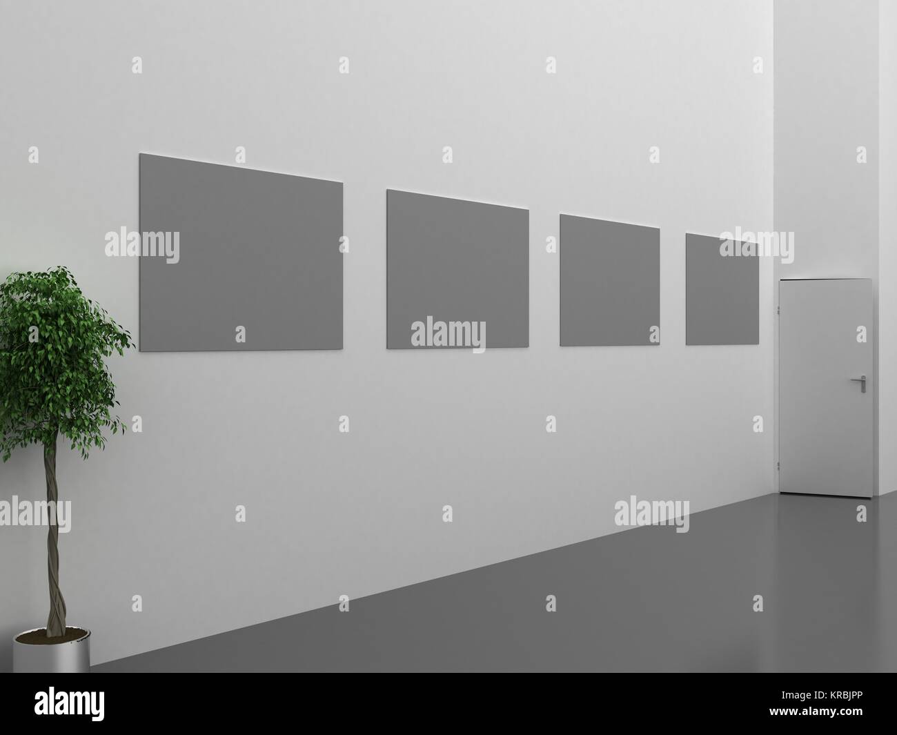 Gallery interior with empty frames on the wall Stock Photo - Alamy