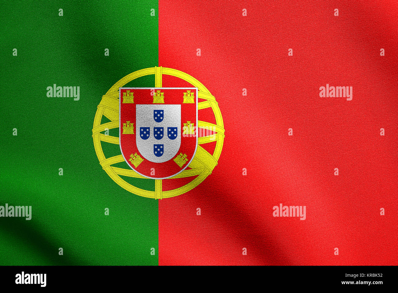 Flag of Portugal waving with fabric texture Stock Photo - Alamy