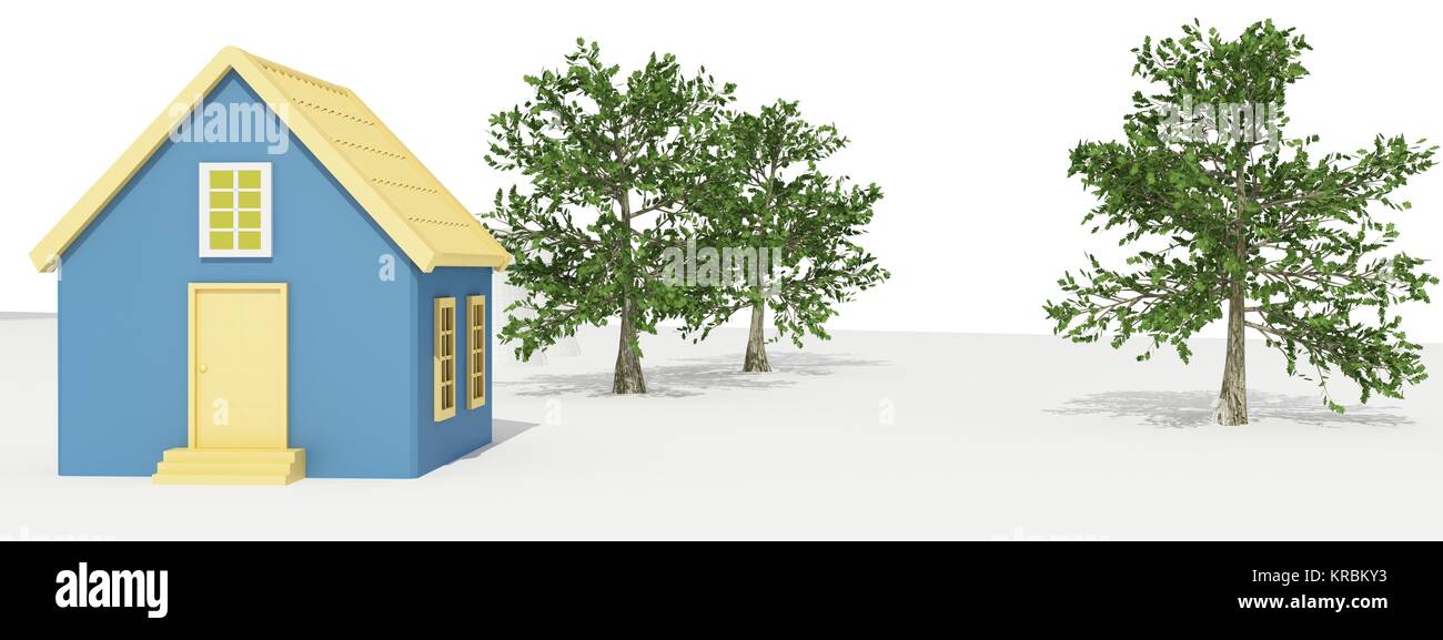 Small house with trees Stock Photo - Alamy