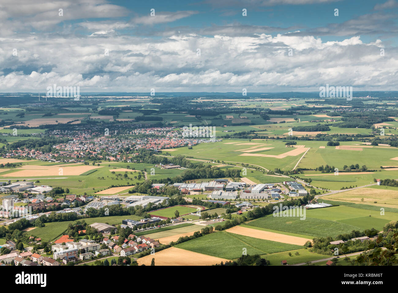 Bird's-eye view of German fields, meadows, forests and villages Stock ...