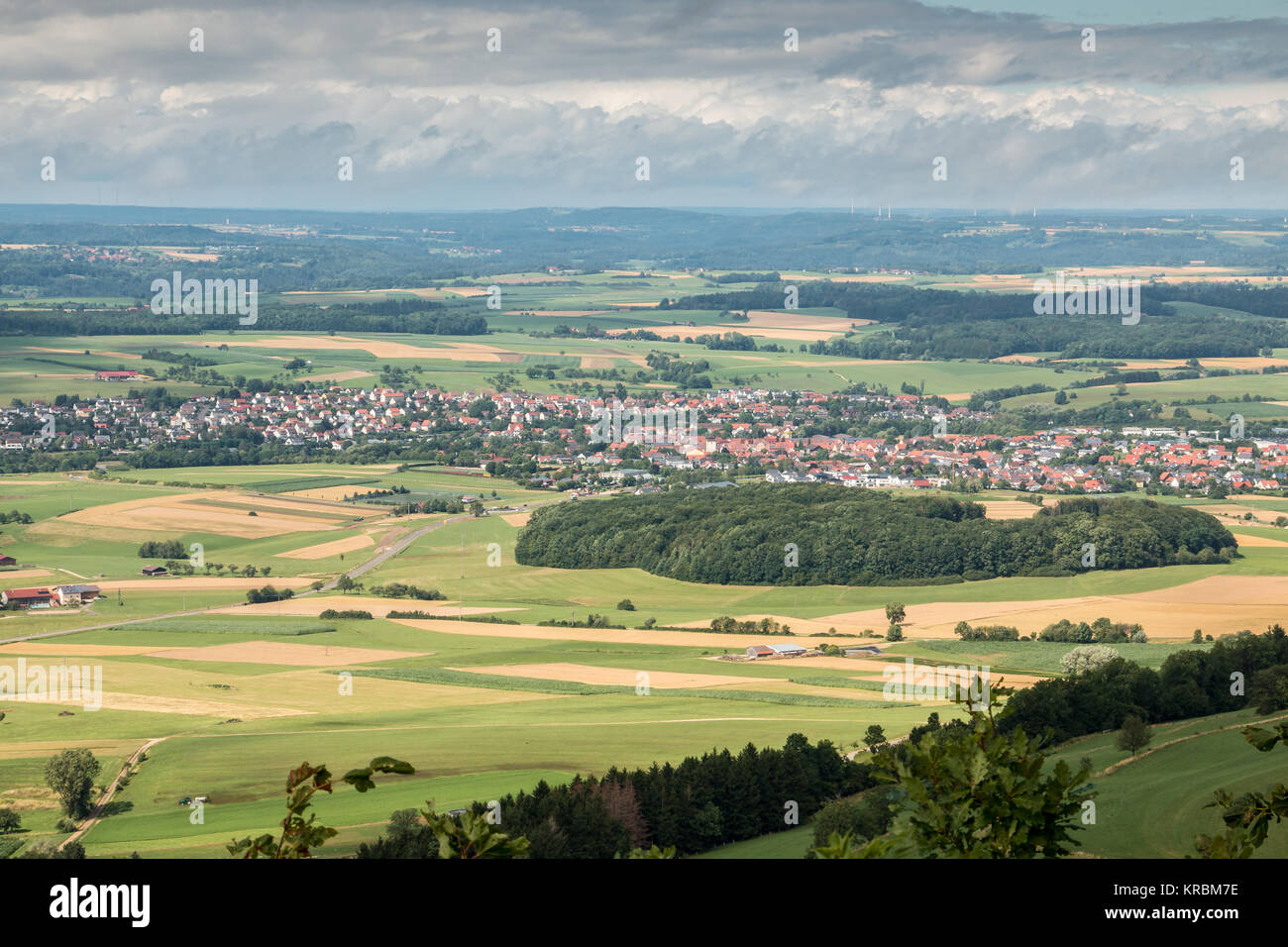 Bird's-eye view of German fields, meadows, forests and villages Stock ...