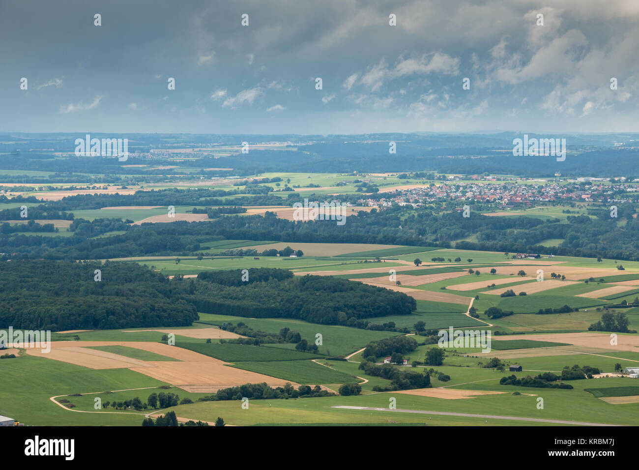 Bird's-eye view of German fields, meadows, forests and villages Stock ...