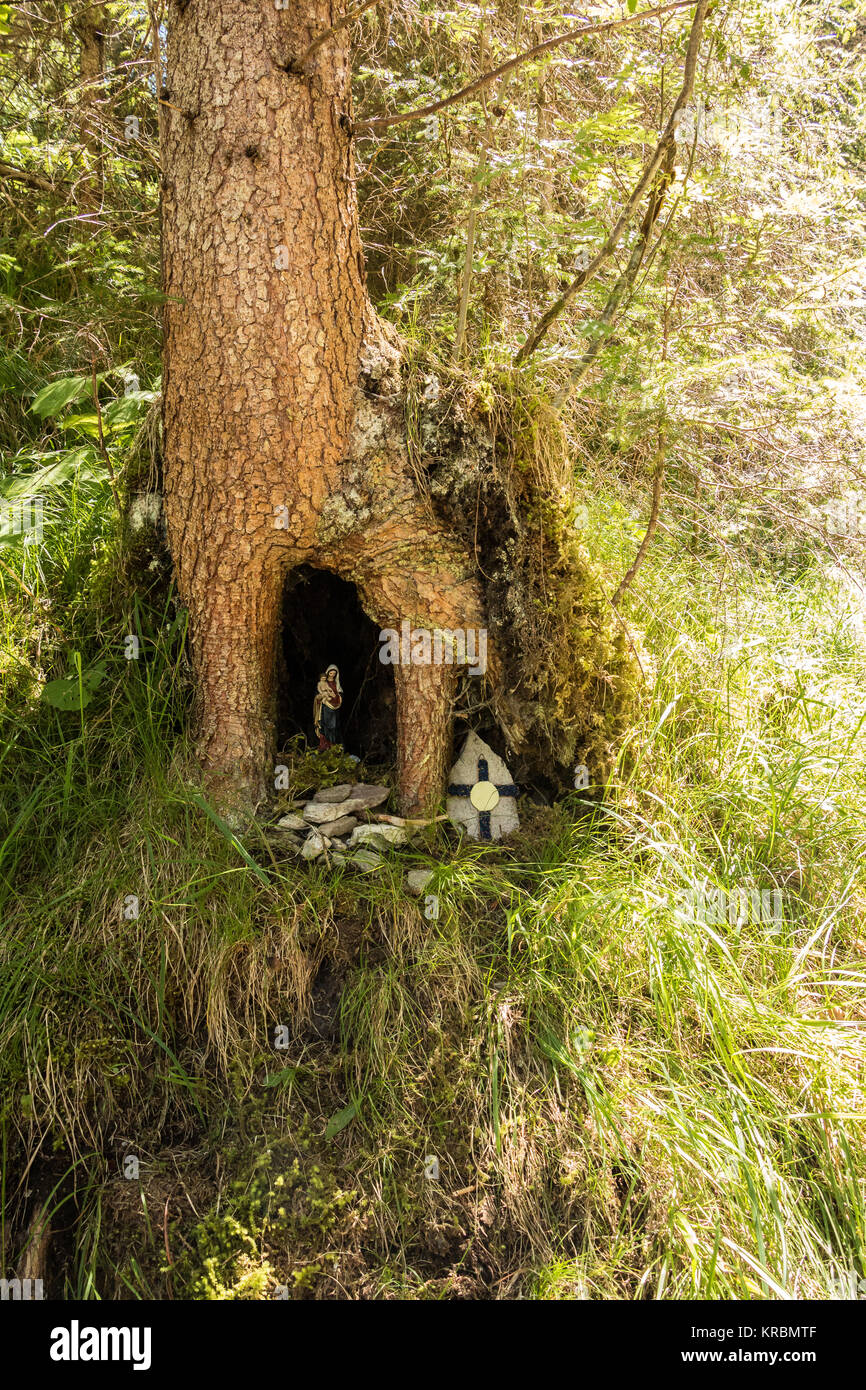 Little chapel under a tree with the virgin mary Stock Photo - Alamy