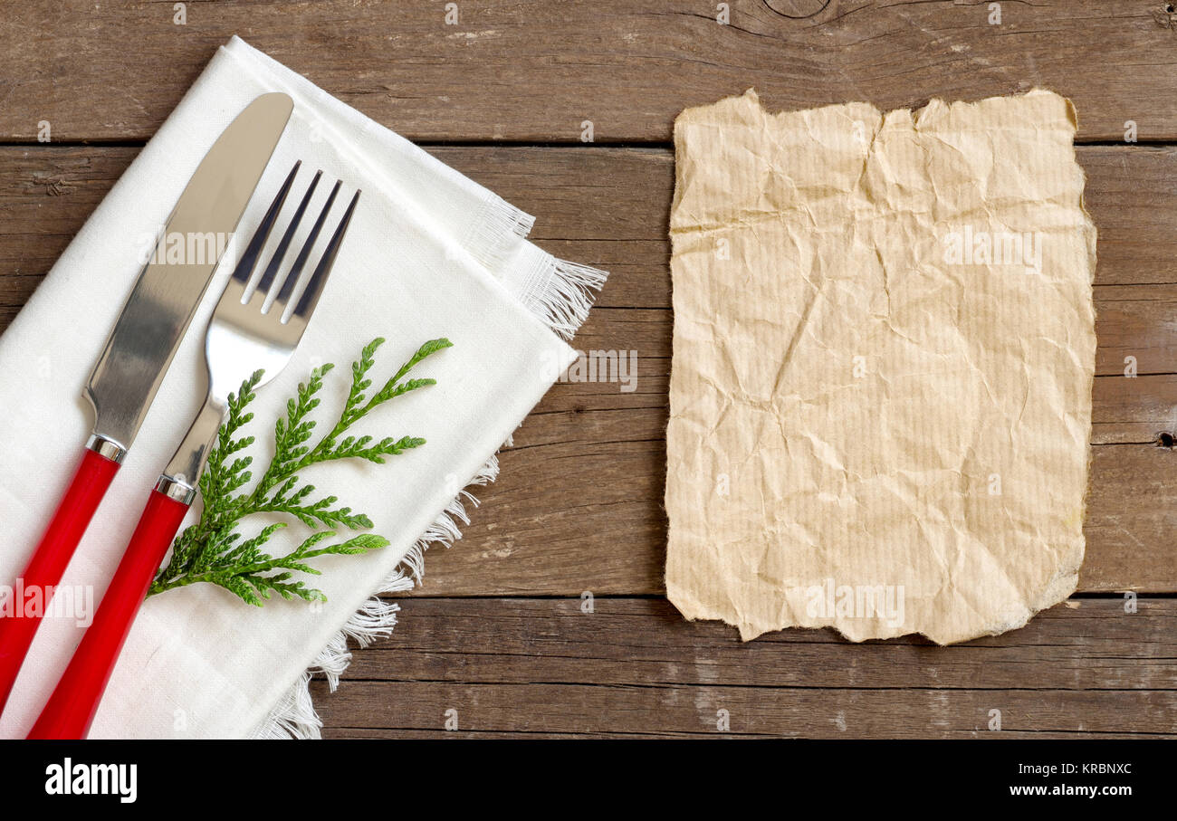 Festive table setting with paper Stock Photo - Alamy