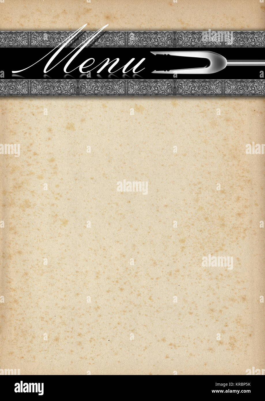 Yellowed old paper with horizontal silver bands, template for a elegant ...