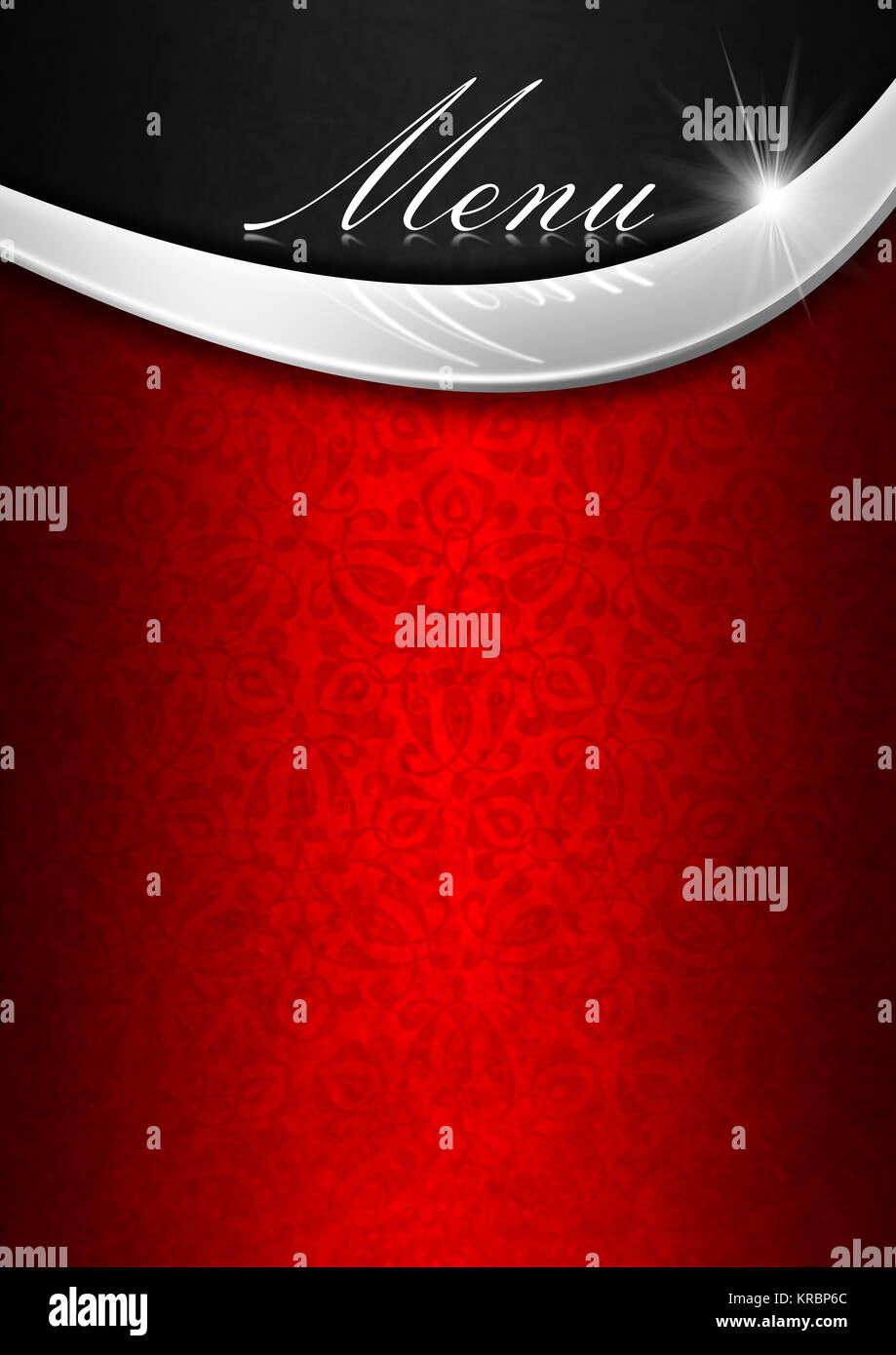 Red velvet background with ornate floral seamless and gray metal wave ...