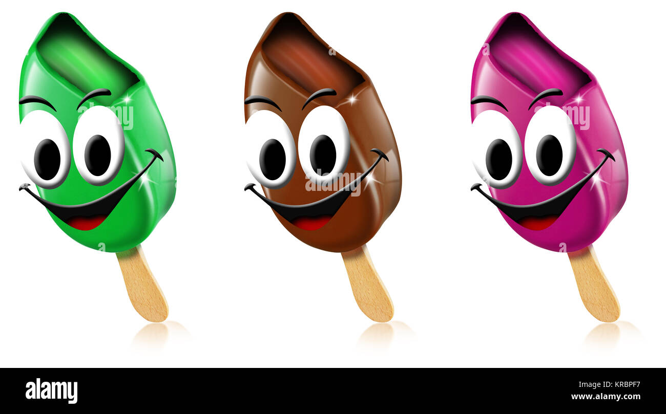 Cartoon colored ice creams with smile Stock Photo - Alamy