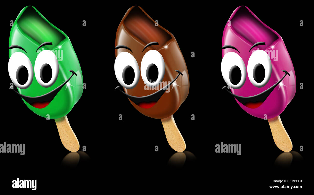 Cartoon colored ice creams with smile Stock Photo - Alamy