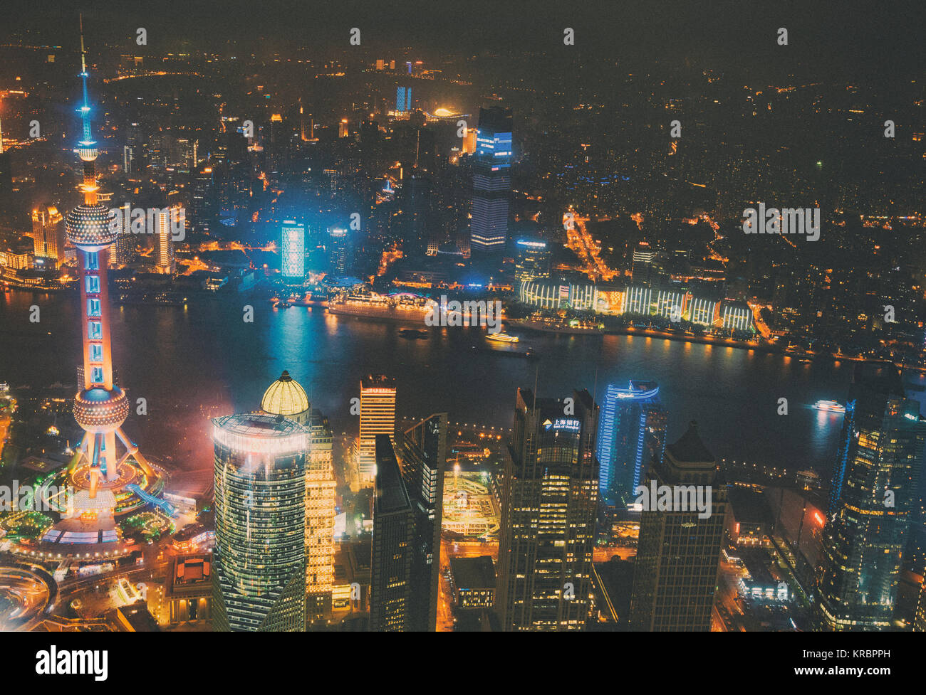 Shanghai, China – April 01, 2016: Aerial view of Shanghai financial ...