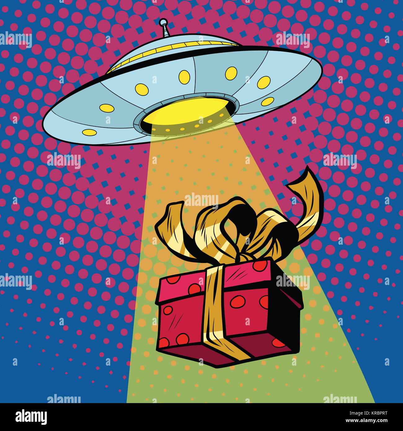 UFO abducts gift box Stock Photo - Alamy