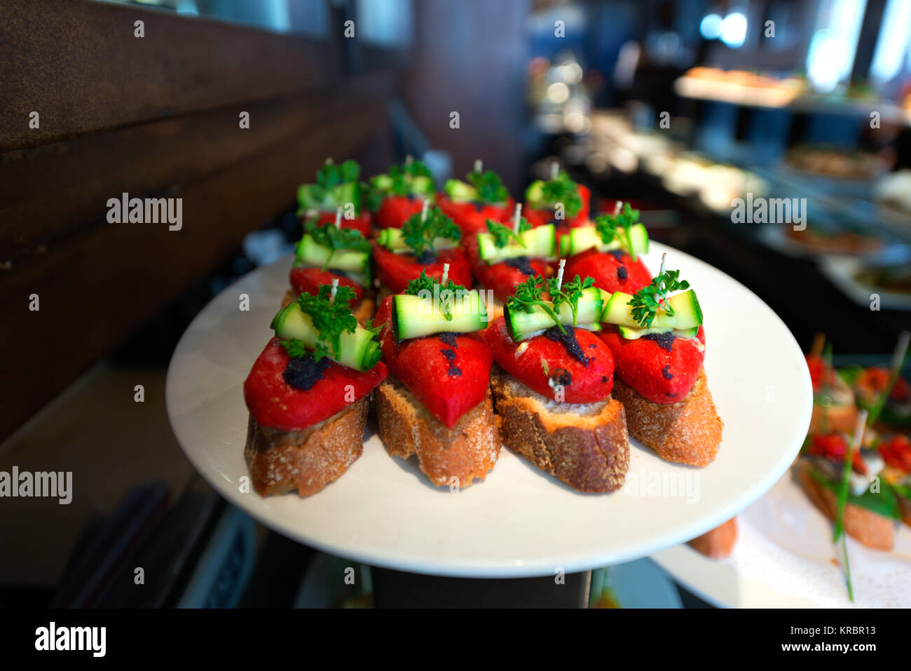 Plate of tapas (small appetizer) in a restaurant in the center of the ...
