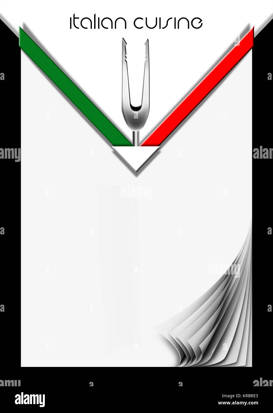 Background for cover or italian menu with italian flag and fork Stock ...