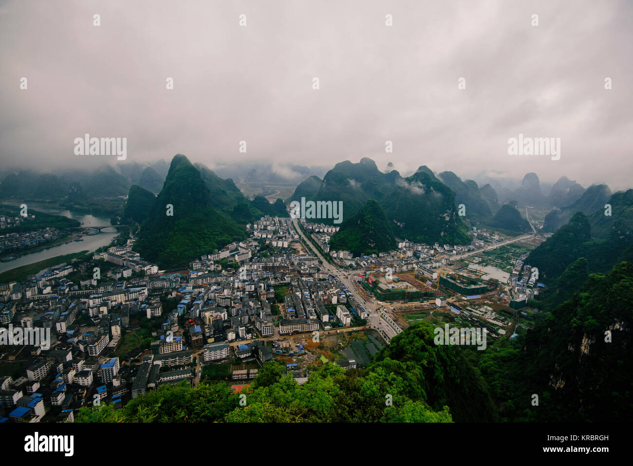 Yangshuo, China aerial view Stock Photo - Alamy