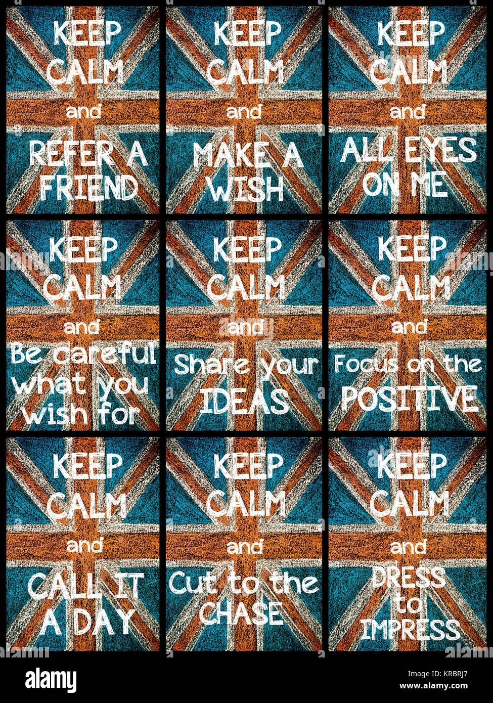 Photo collage of various Keep Calm Messages Stock Photo - Alamy