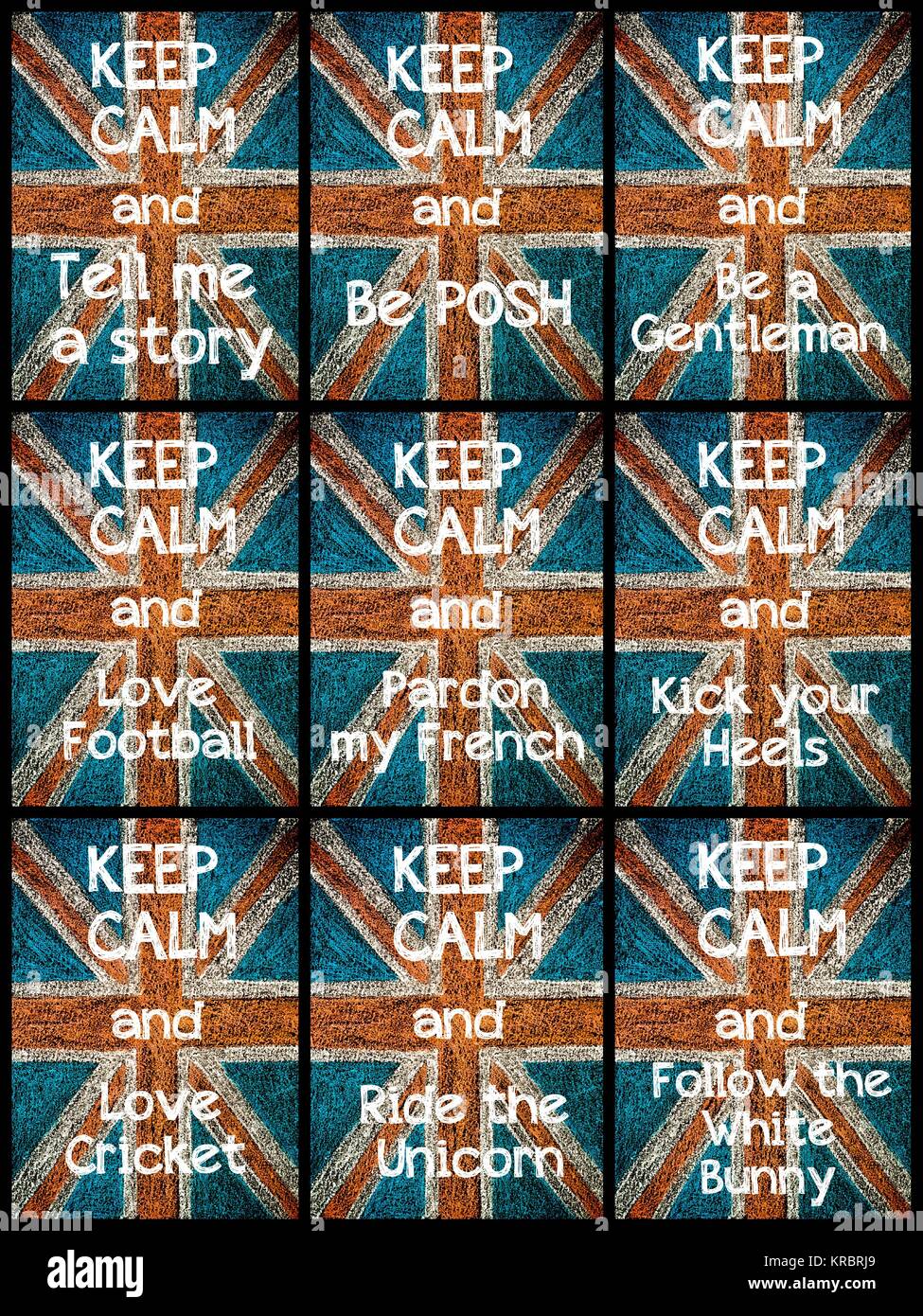 Photo collage of various Keep Calm Messages Stock Photo - Alamy