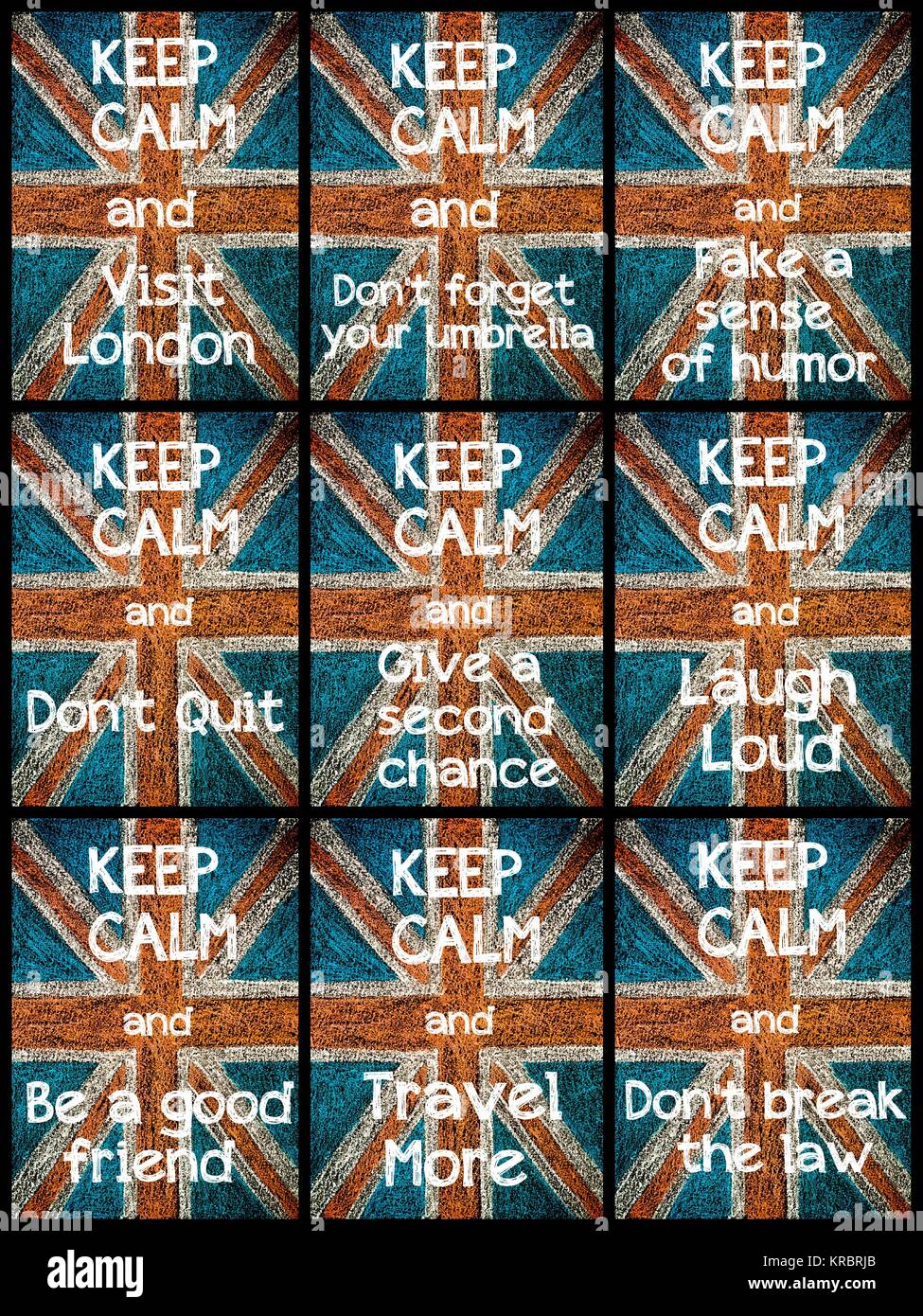 Photo collage of various Keep Calm Messages Stock Photo - Alamy