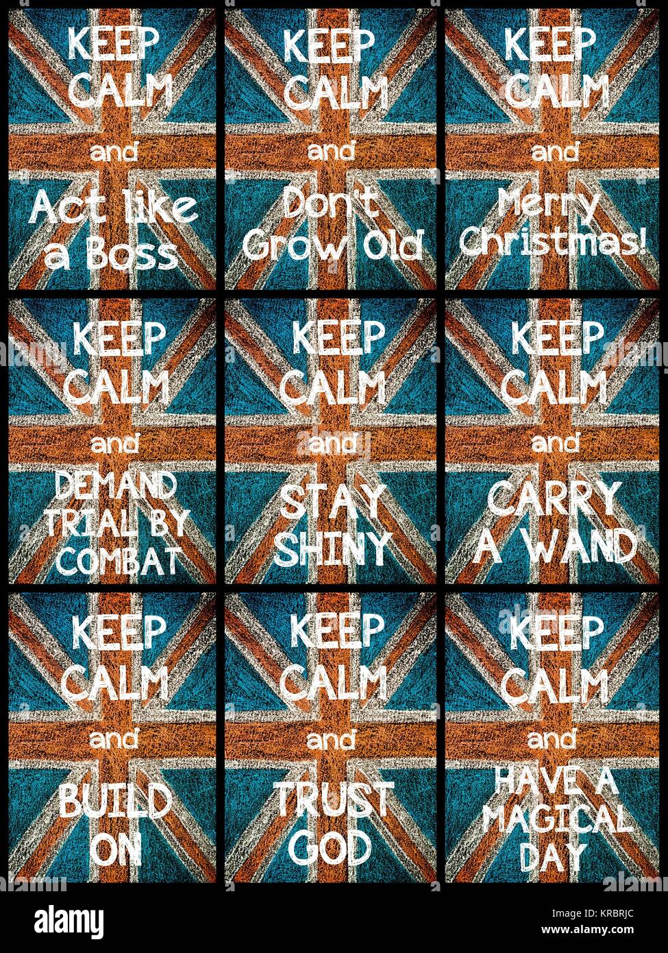 Photo collage of various Keep Calm Messages Stock Photo - Alamy