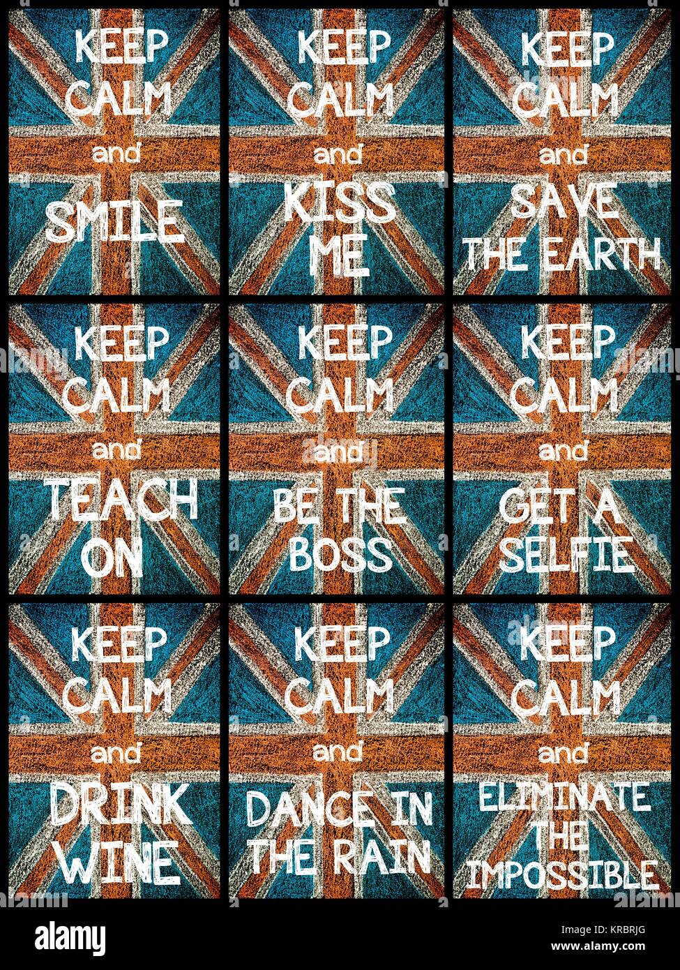 Photo collage of various Keep Calm Messages Stock Photo - Alamy
