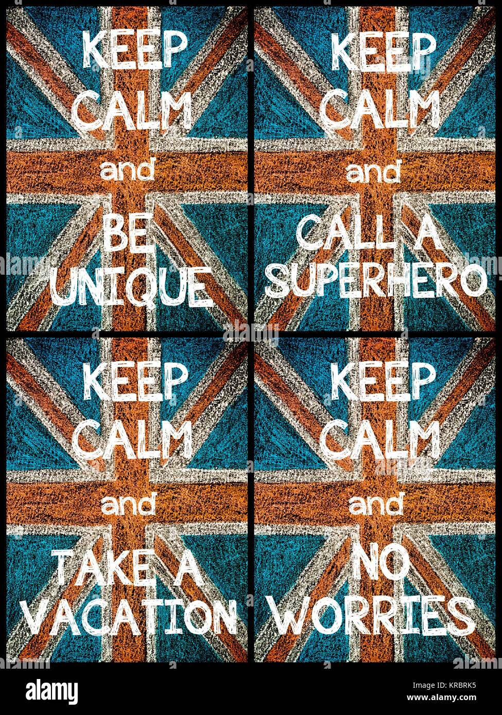 Photo collage of various Keep Calm Messages Stock Photo - Alamy