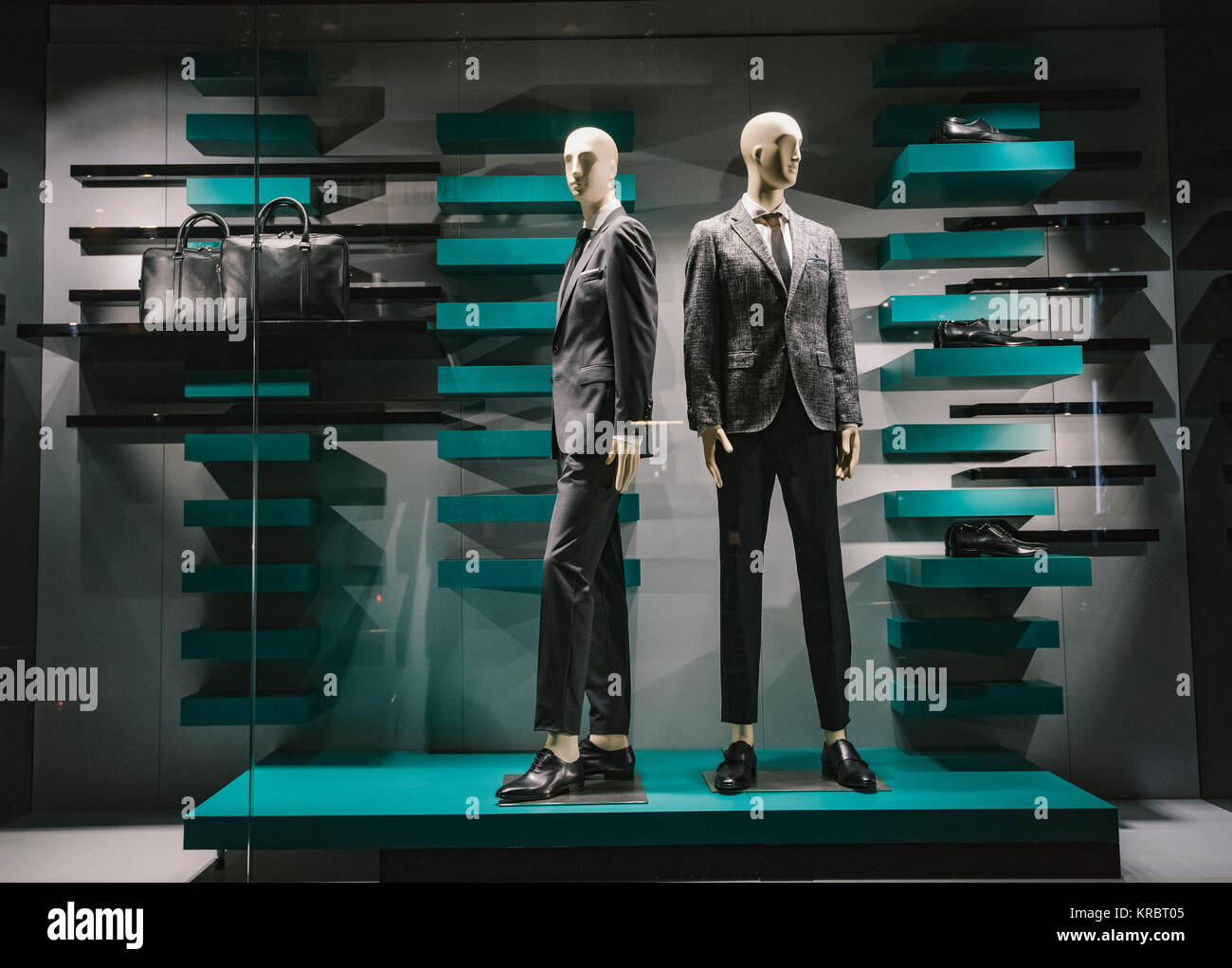 Men clothing in a luxury store(window display view Stock Photo - Alamy