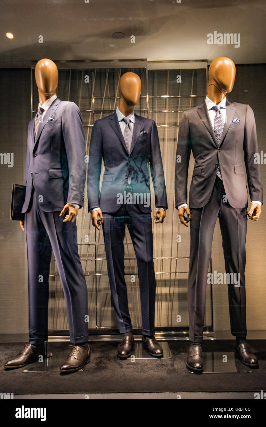 Men clothing in a luxury store(window display view Stock Photo - Alamy