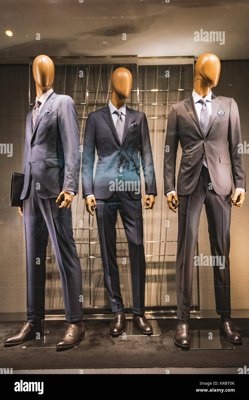 Men clothing in a luxury store(window display view Stock Photo - Alamy
