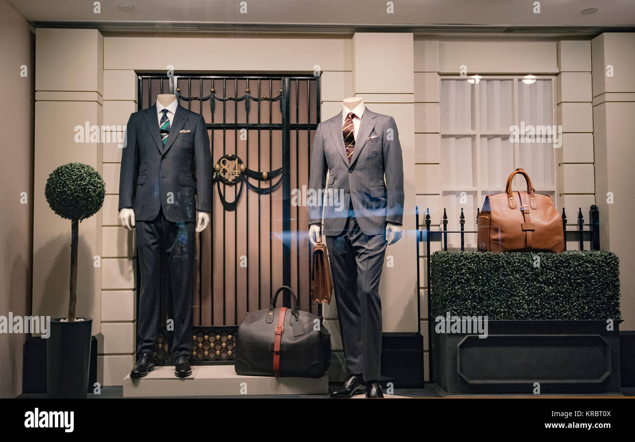 Men clothing in a luxury store(window display view Stock Photo - Alamy