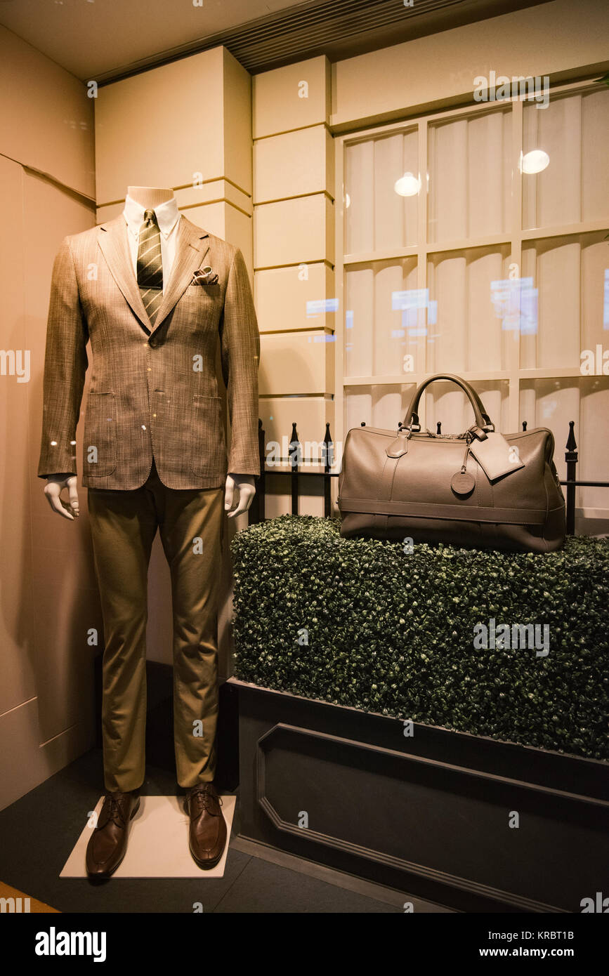 Men clothing in a luxury store(window display view Stock Photo - Alamy