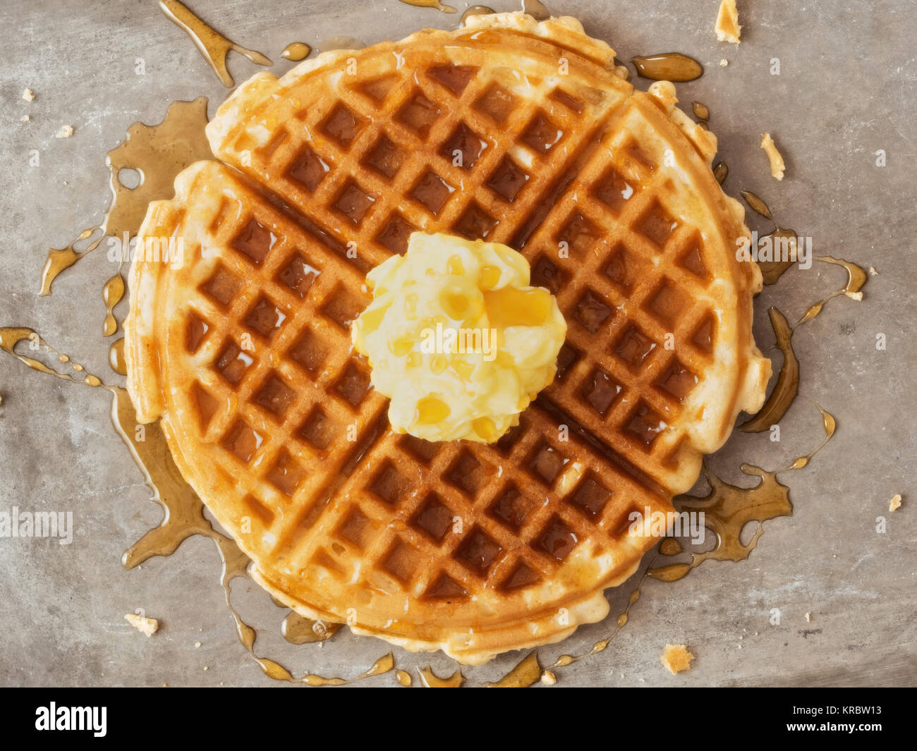 rustic traditional waffle with butter and maple syrup Stock Photo - Alamy