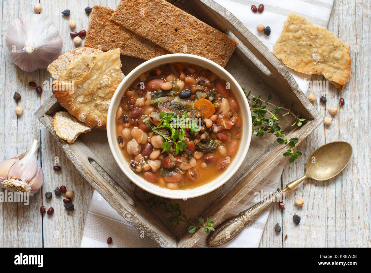 Cooked legumes and vegetables in a bowl Stock Photo - Alamy