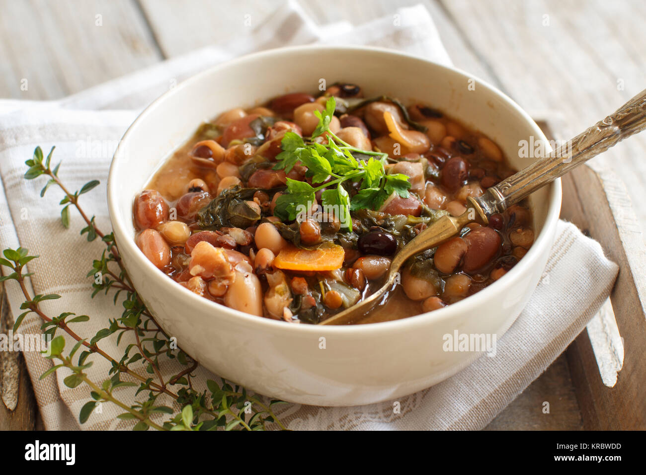 Cooked legumes and vegetables in a bowl Stock Photo - Alamy