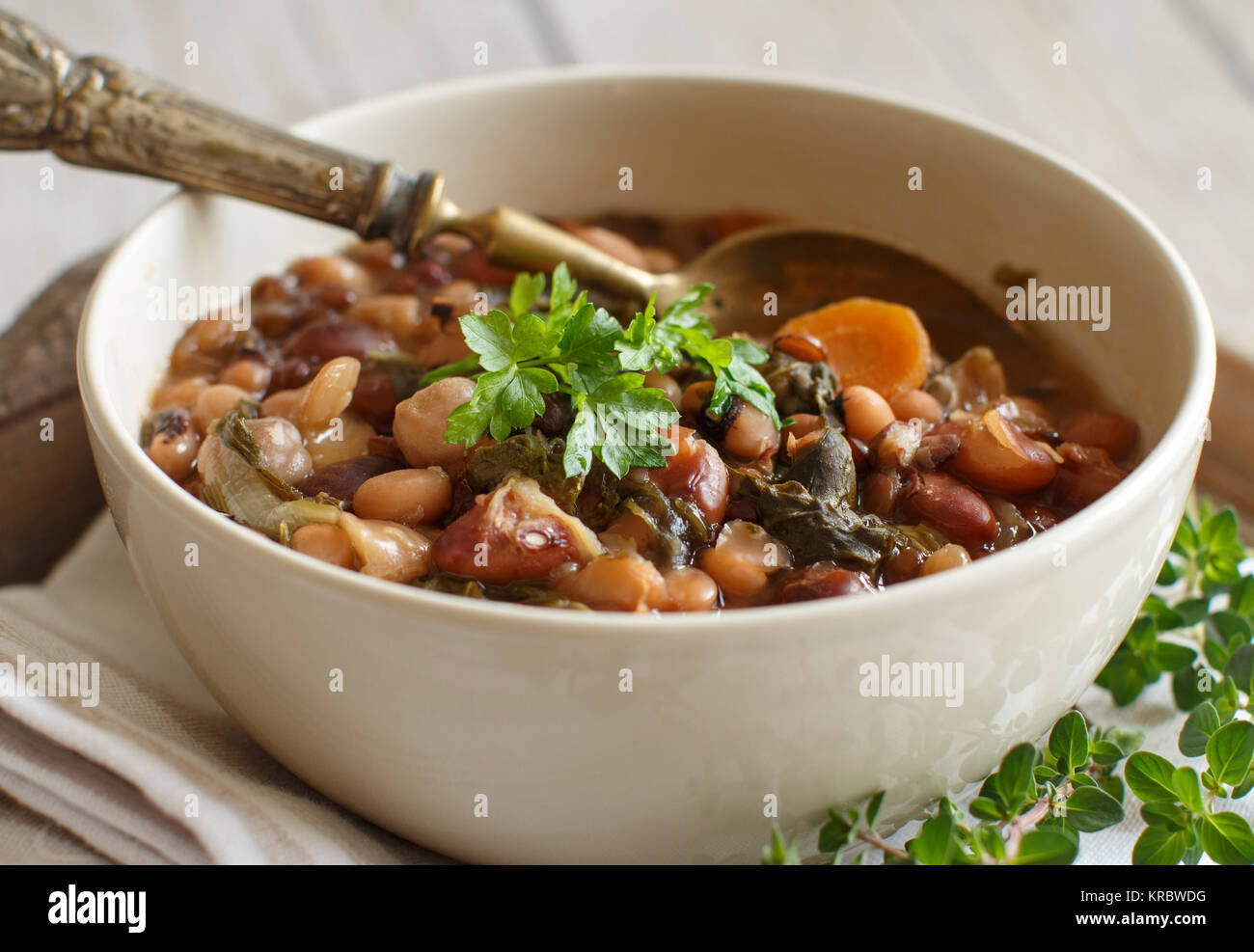 Cooked legumes and vegetables in a bowl Stock Photo - Alamy