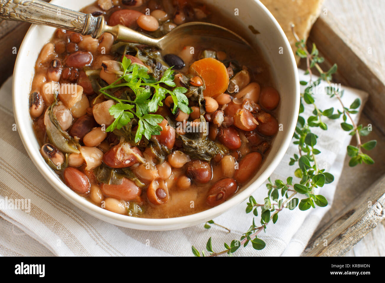 Cooked legumes and vegetables in a bowl Stock Photo - Alamy