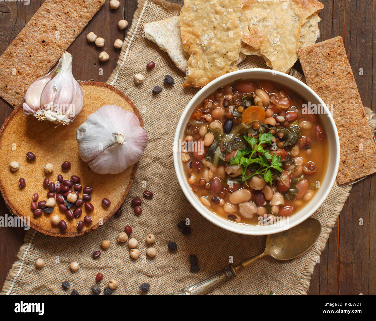 Cooked legumes and vegetables in a bowl Stock Photo - Alamy