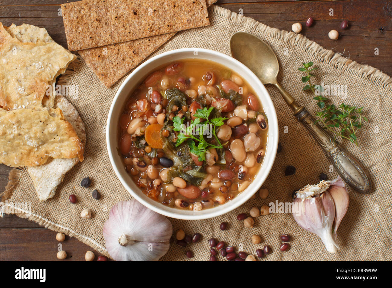Cooked legumes and vegetables in a bowl Stock Photo - Alamy