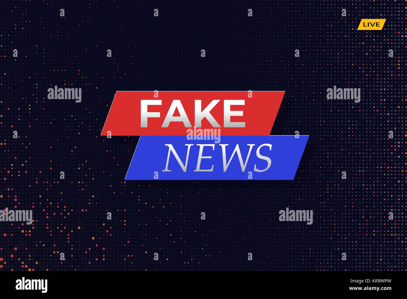Fake news live splash screen illustration with dotted background Stock ...