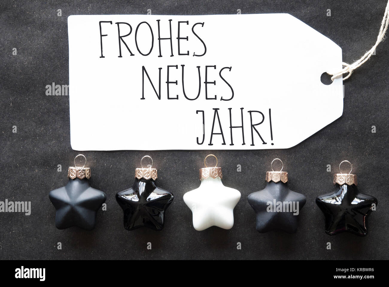 Label With German Text Frohes Neues Means Happy New Year. Black And ...