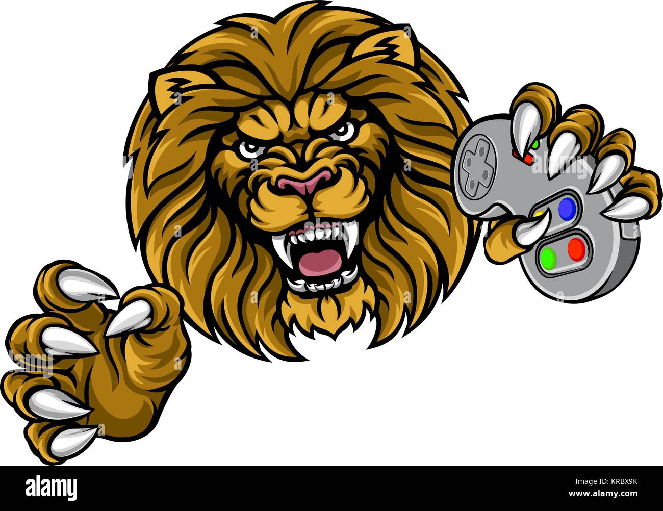 Lion Gamer Player Mascot Stock Vector Image & Art - Alamy