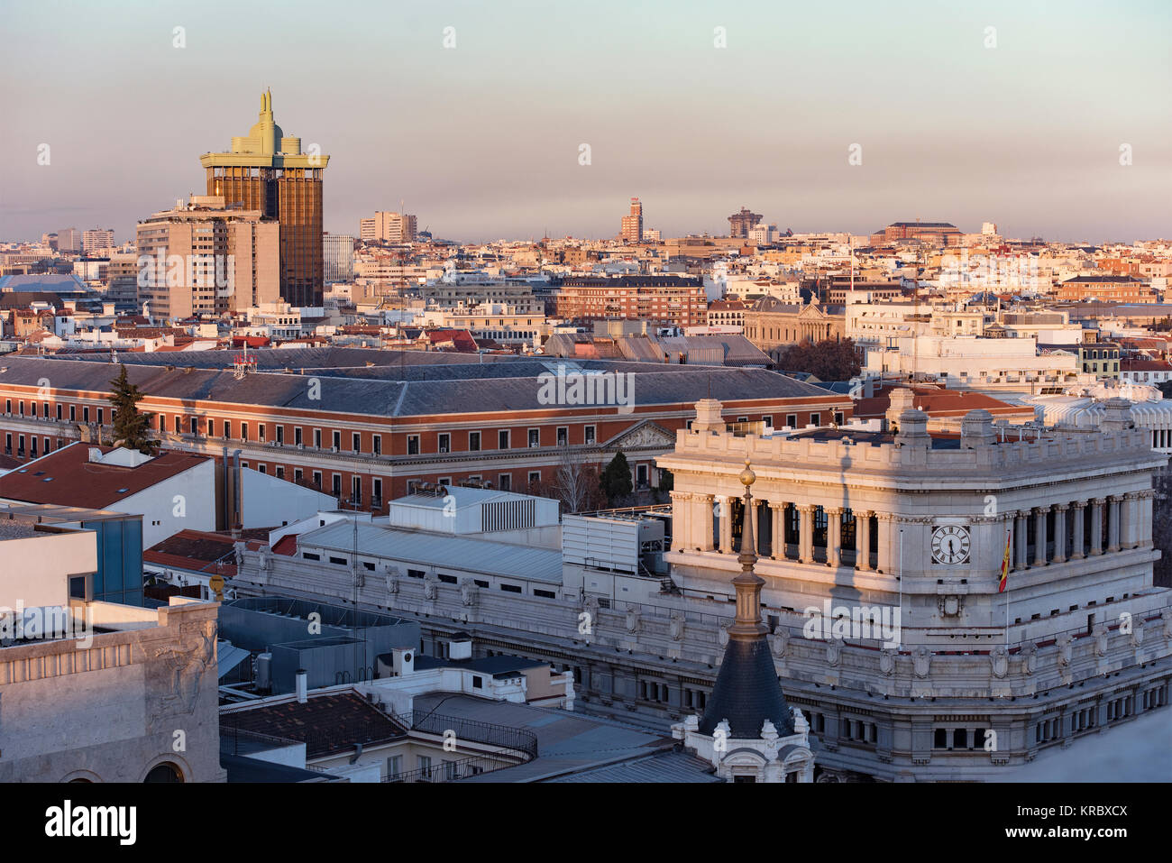 Panoramic aerial view of Madrid, Spain at sunset Stock Photo - Alamy