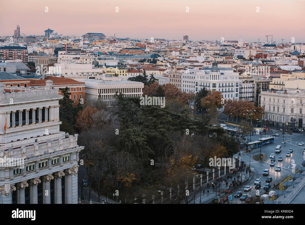 Panoramic aerial view of Madrid, Spain at sunset Stock Photo - Alamy