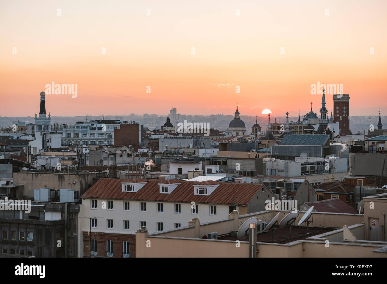 Panoramic aerial view of Madrid, Spain at sunset Stock Photo - Alamy