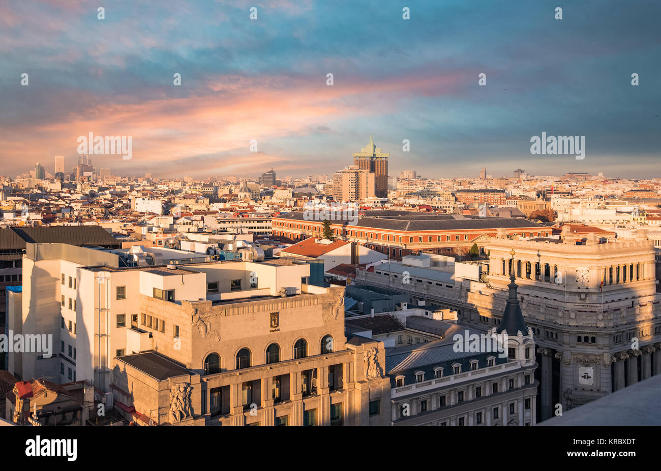 Madrid, Spain - December 21, 2015: Aerial view of Madrid downtown from ...